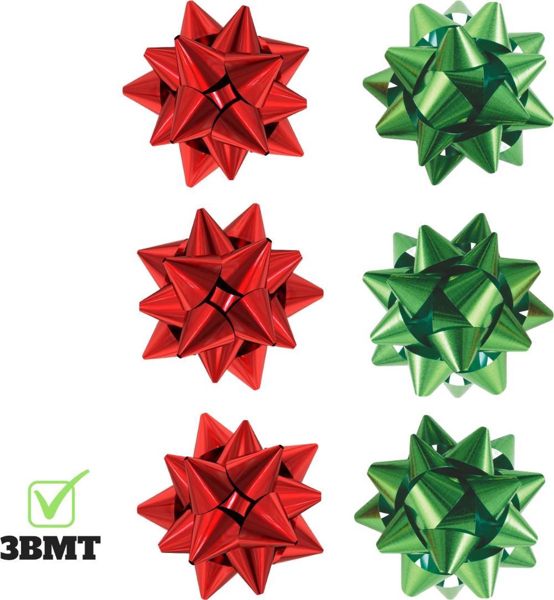 3bmt Cadeau Strik Rood Groen Kerst Decoratie Strik Zelfklevend Set Van 6