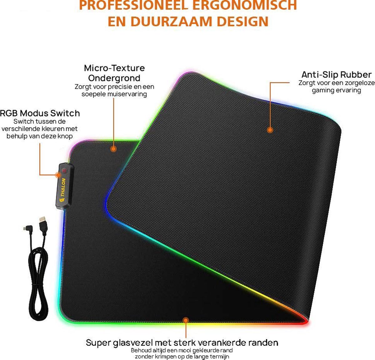 InGame RGB Gaming Muismat XXL - LED Verlichting Muismat - Muismat LED ...