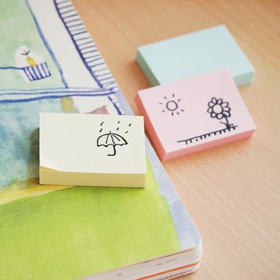 Stick'n notes - kleine memoblokjes - 38x51 mm - 12 pads - 4x pastel ...
