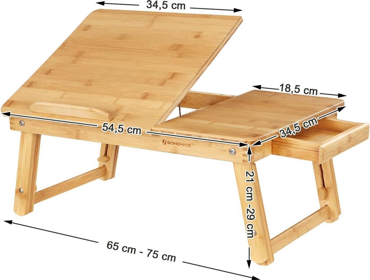 SONGMICS Table d'ordinateur portable réglable en hauteur avec tiroir ...