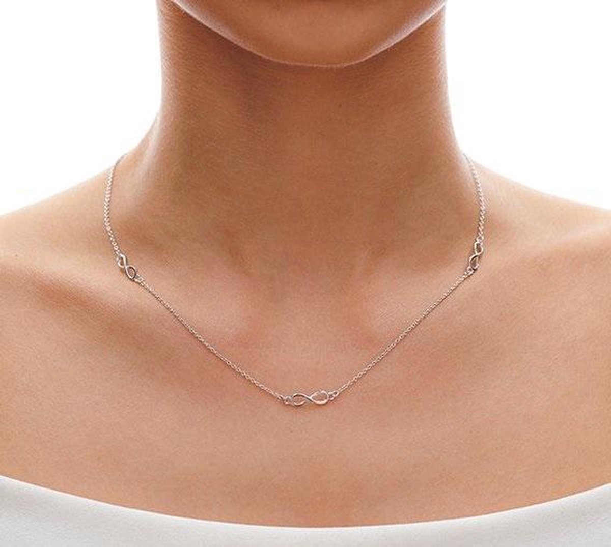 Dames Ketting Zilver Zilveren Infinity Ketting 45 Cm Bol