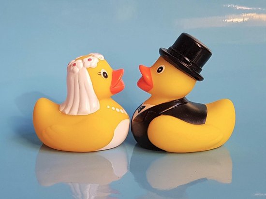 Badeendwinkel Badeend per 2 sets Bruidspaar Small (5,5cm/6.5 cm hoog ...