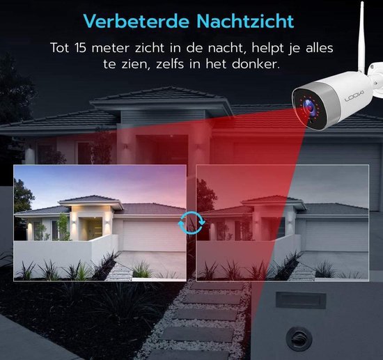 Looki® 1080P Full HD Buiten WiFi beveiligingscamera met app - inclusief ...