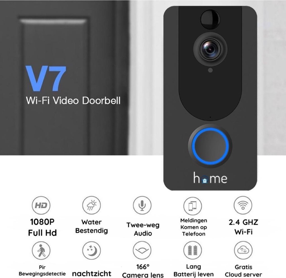 Deurbel - Home V7 Deurbel met HD camera complete set - Ding Dong met 55 ...