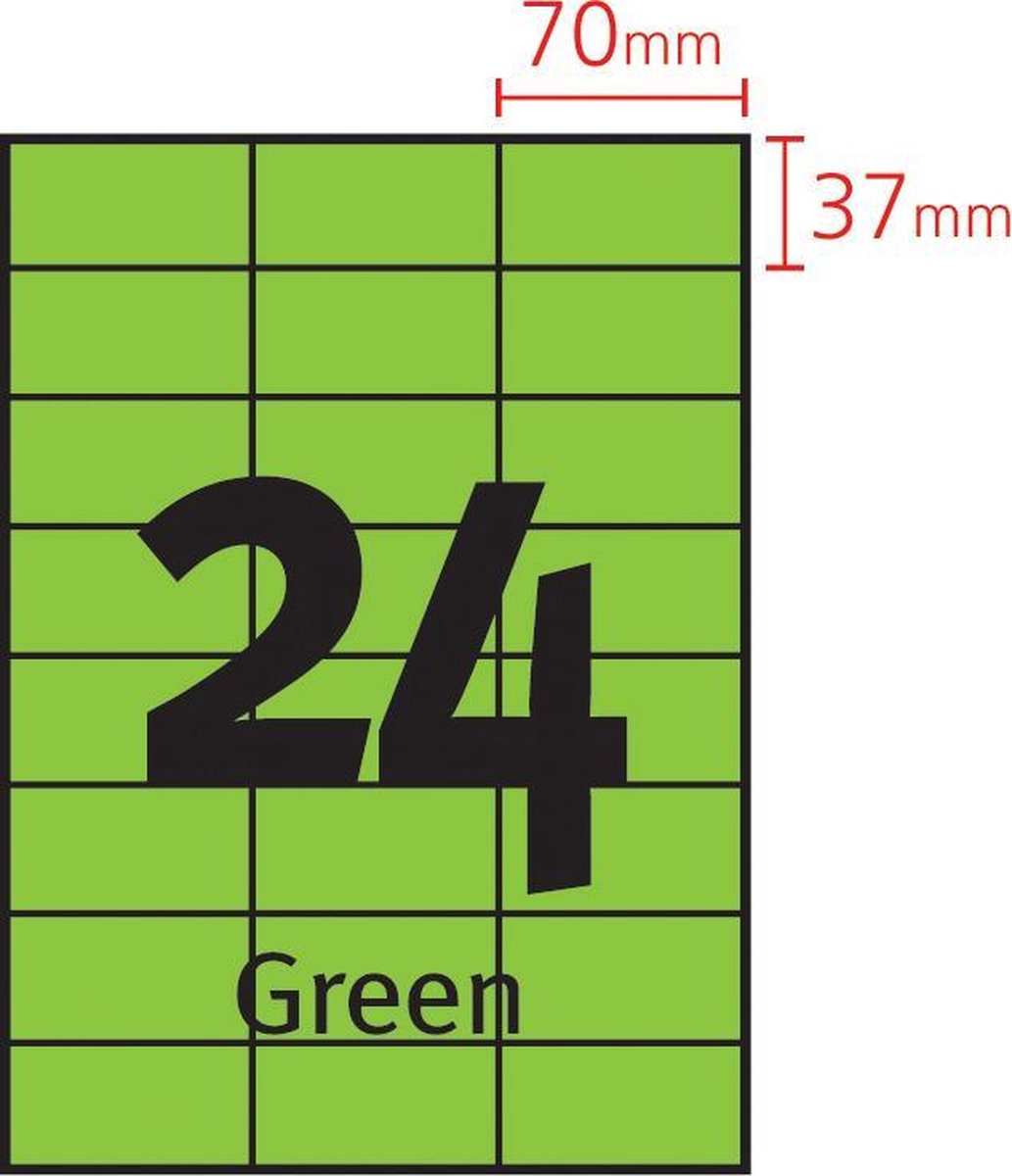 Printec Fluoriscerend Neon Groen etiketten - 10 vel - 70x37mm - 24 ...
