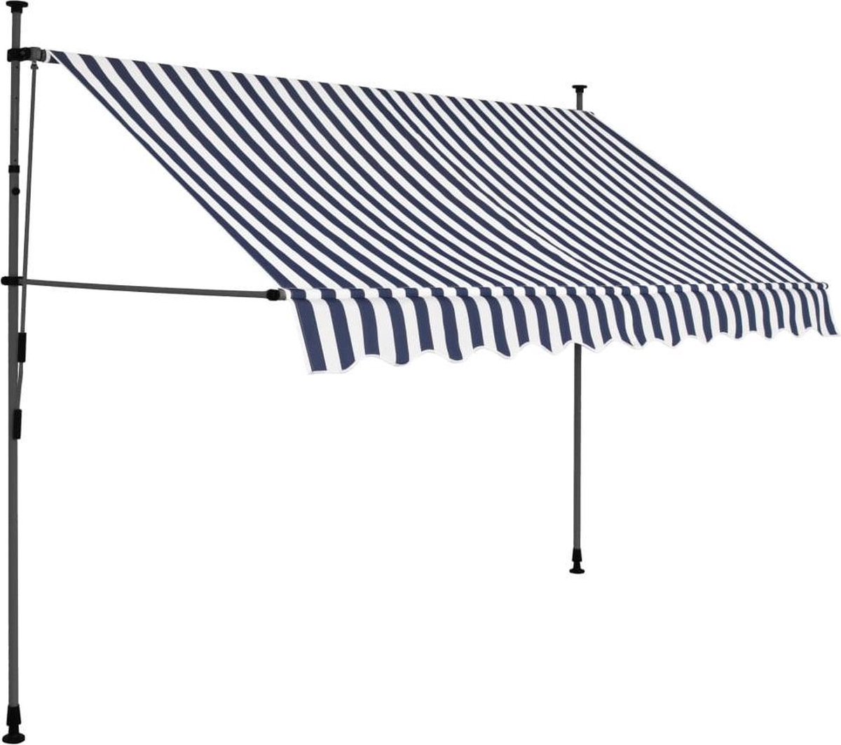 vidaXL Luifel handmatig uittrekbaar met LED 250 cm blauw en wit | bol.com