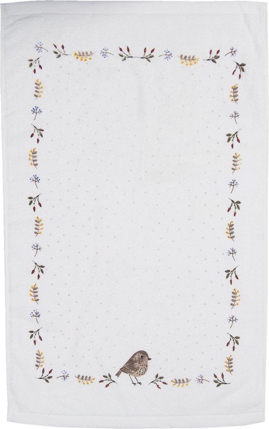 Clayre & Eef Gastendoekje 40x66 cm Beige Bruin Katoen Vogel Toilet ...