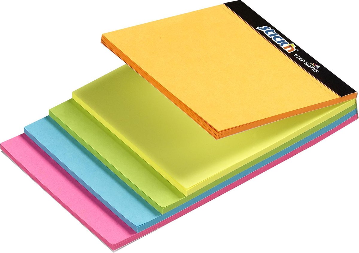 Stick'n Kubus scrum sticky notes - 5 maten, neon assorti 5 kleuren, 150 ...