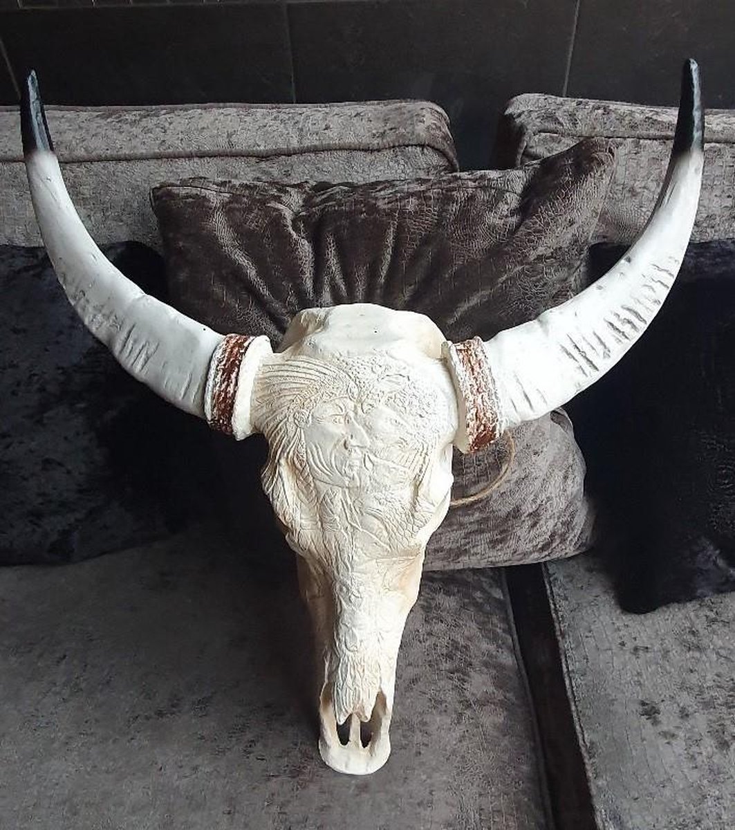 Buffel schedel skull bedrukt - Skull voor aan de muur - Dierenhoofd ...
