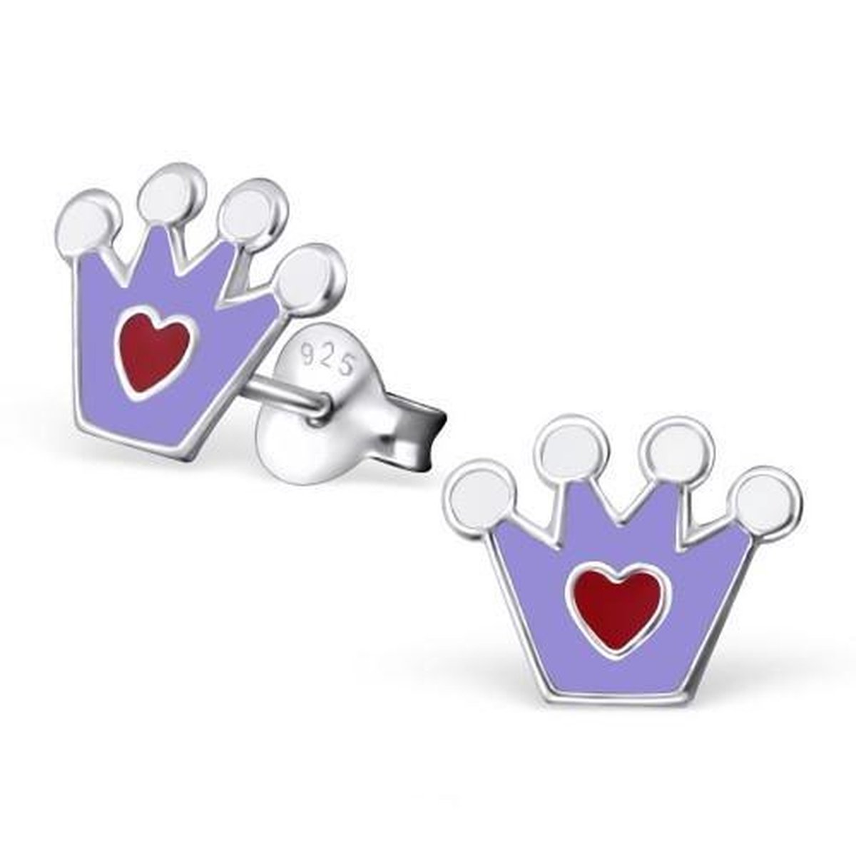 Aramat jewels ® - 925 sterling zilveren oorbellen kroon paars | bol.com