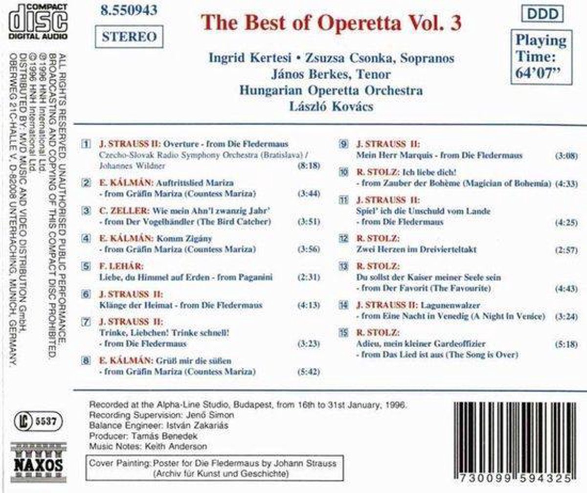 Hungarian Operetta Orchestra, László Kovács - Best Of Operetta Vol.3 ...