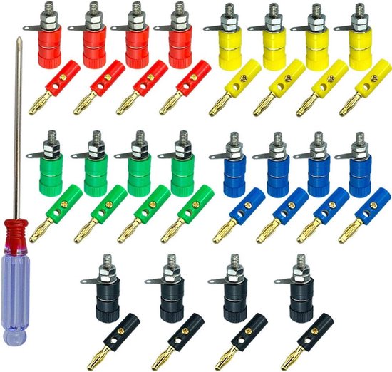 Premium 40pcs 4mm Banana Plugs - Banana Socket Connector Set - 20pcs ...
