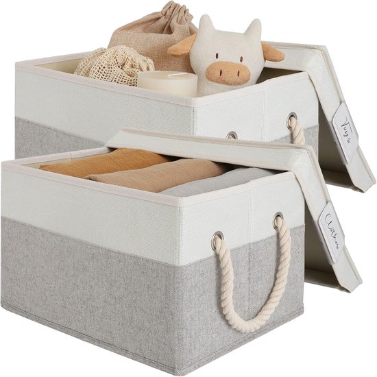 Opvouwbare Opbergdozen met Deksel en Handvatten voor Kast en Plank ...