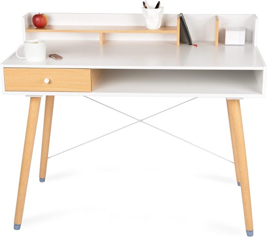 Design Bureau Hout met Lade - Modern Werktafel voor Kleine Ruimtes | bol