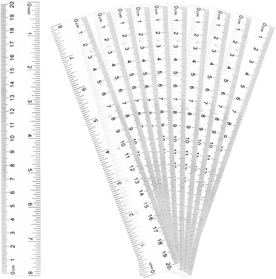 Pack of 10 Plastic Rulers - 20 cm Clear Rulers - Precision Rulers with ...