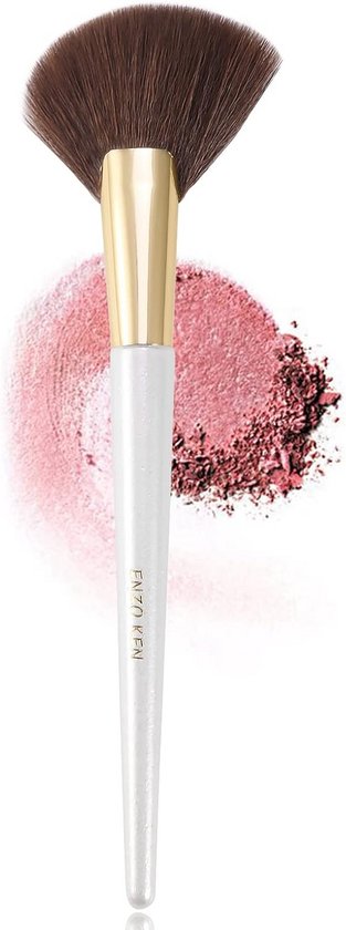 Dikke Schuine Fan Borstel voor Make-Up, Bronzer en Blush - Wit | bol
