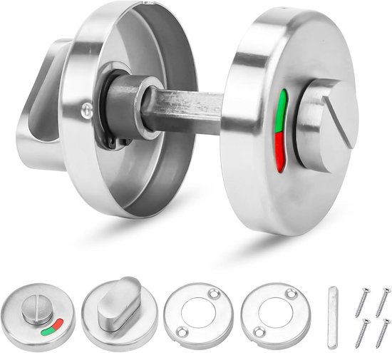 Toiletdeurslot met Draaiknop en Vrij/Bezet Indicator - RVS, Rond | bol