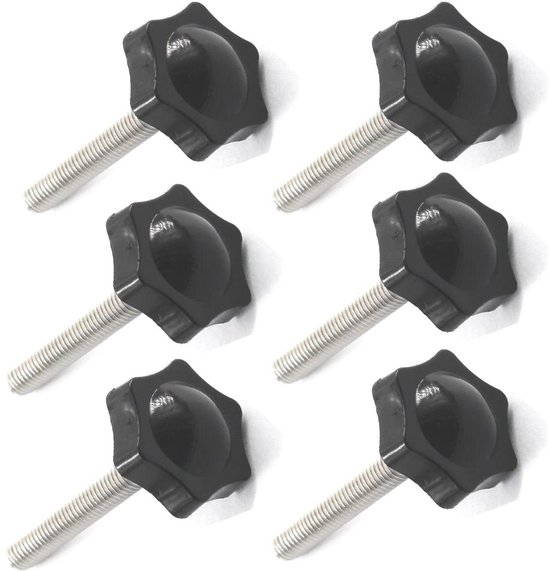 EGoods - RVS M10x25mm Man Draad Hand Knop Ster Duimschroef 6 Stuks | bol