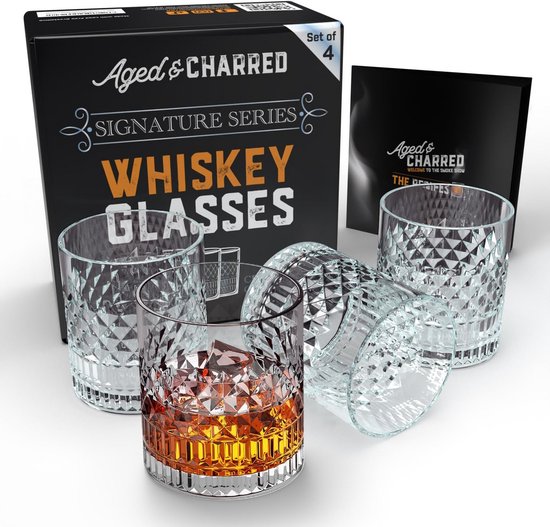 Ensemble de verres à whisky cristallins Premium de 4 - design raffiné ...