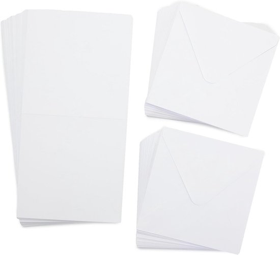 Witte kaarten en enveloppen 15 cm x 15 cm - 100 kaarten en 50 ...