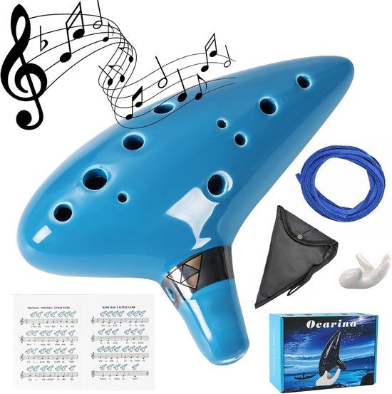 12-Tons Alto C Ocarina met Liedboek Stand en Nekkoord - Lichtblauw ...