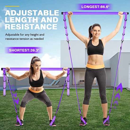 Multifunctionele Pilates Bar Set met Weerstandsbanden voor Full Body ...