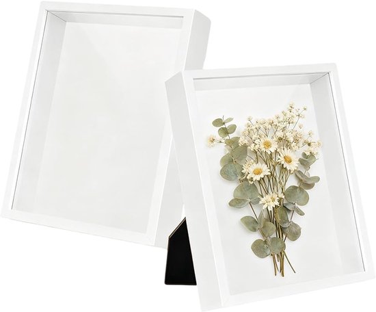 3D-fotolijsten - witte schaduwbox - set van 2 - 27 x 21 cm | bol