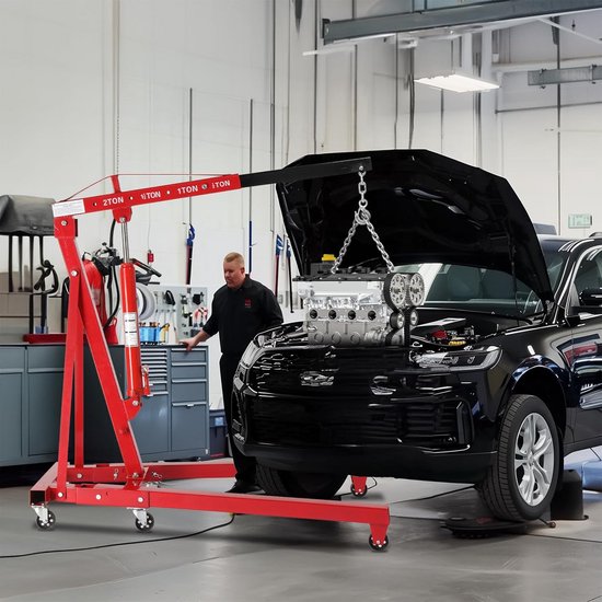 Hydraulische Motortakel 2 Ton Opvouwbaar met Zwenkwielen | bol