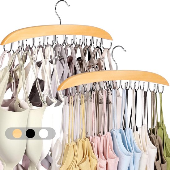 Set van 2 beha-hangers voor kastorganizer met 40 roestvrijstalen haken ...