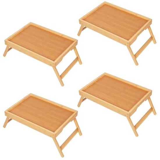 Bedlade Tafel met Inklapbare Poten - Bamboe Ontbijt- en Snacklade | bol