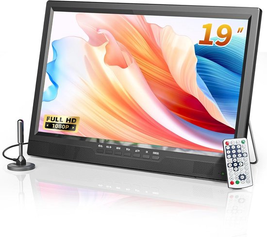 19 inch Mini TV met DVB-T2 Tuner, Full HD Draagbare Televisie voor Auto ...