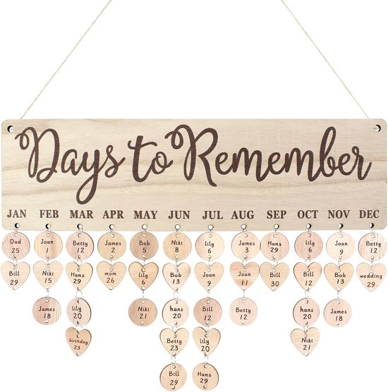 DIY Verjaardagskalender Wanddecoratie met Houten Schijven en ...