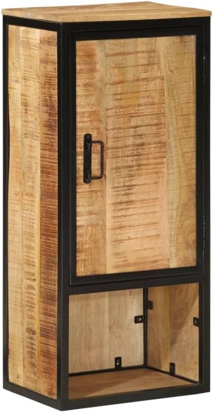 Badkamerkast Hout en IJzer 40x27x90cm - Solide Mango Hout Kast voor ...