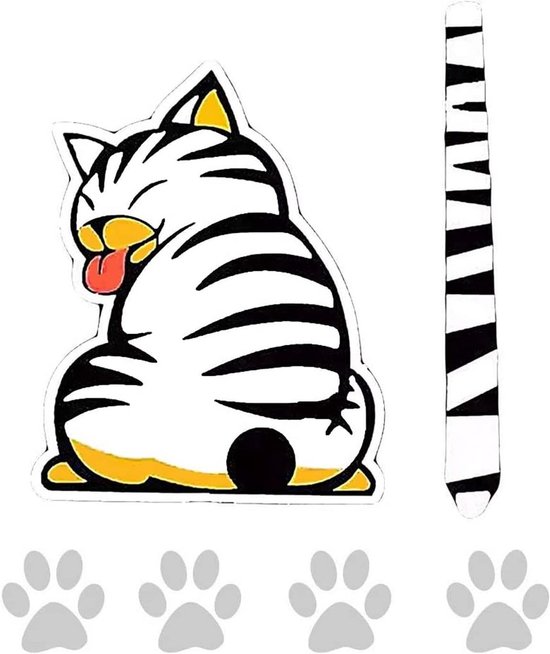 Grappige Bewegende Kattenstaart Sticker voor Auto - Reflecterend en ...