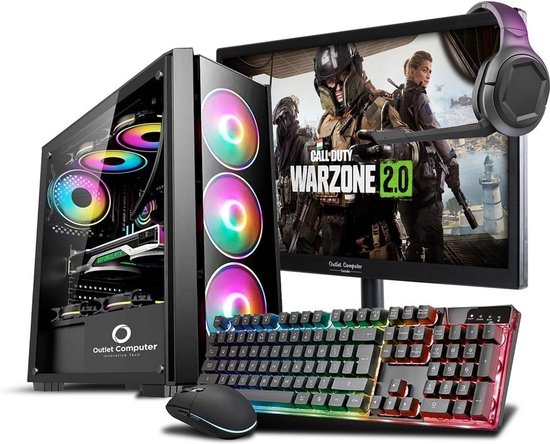 Complete Gaming PC Set met Monitor, Toetsenbord, Muis en Headset ...