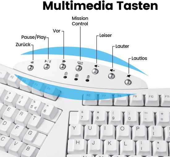 Ergonomisch Draadloos Gesplitst Toetsenbord QWERTZ Duits - Dual Mode | bol