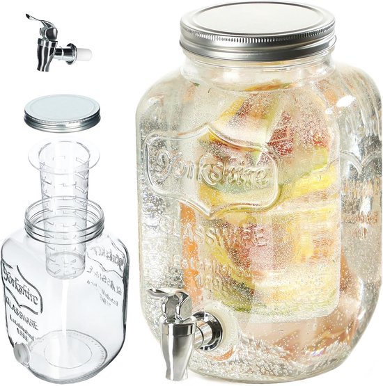 Glazen Drankdispenser met Tapkraan 4 Liter voor Limonade en Sap | bol