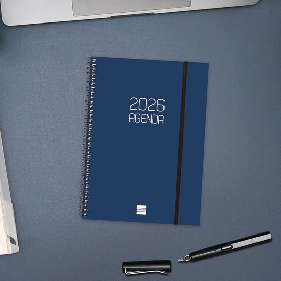 Spiraalkalender 2026 Weekoverzicht Jaarplanner Inclusief Elastiek Blauw ...
