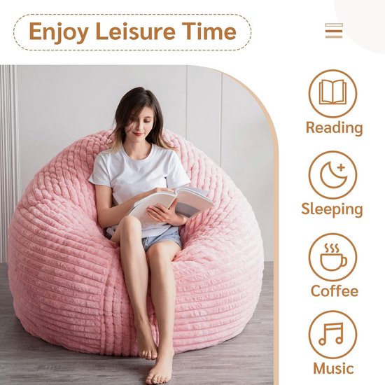 Grote Zitzak Bank Vierkant - XXL Pluizige Lamsvel Stof - Comfortabele ...