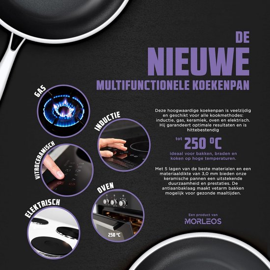 Grote Keramische Braadpan 28 cm met Antiaanbaklaag voor Inductie | bol