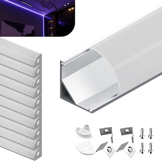 90 Graden Hoek LED Aluminium Profiel Set voor Ledstrips, 8 Meter Totaal ...