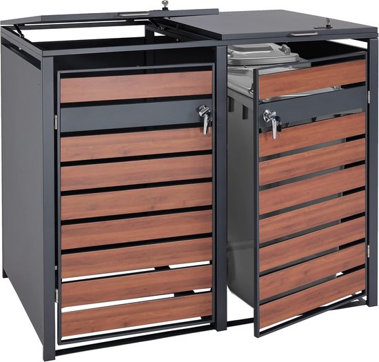 Uitbreidbare Metalen Afvalcontainer Omkasting voor 2 Vuilnisbakken ...