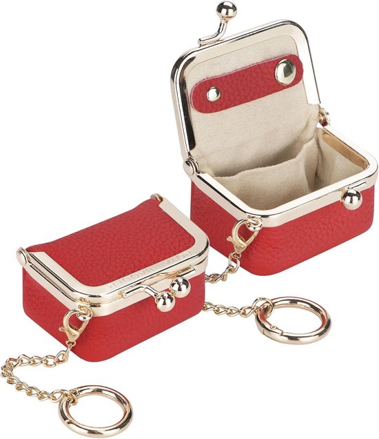 Mini Portemonnee Dames van Echt Leer met Kiss Lock Sluiting - Compacte ...