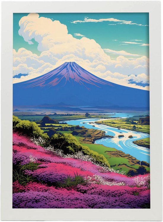 Decoratieve Japanse Posters met Berglandschap en Bladeren - A3 Formaat ...