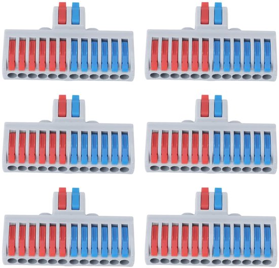 DIN Rail Terminal Blocks - 6 Pack - 2-in-12 Out Connection Plug ...