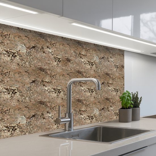Keuken achterwand 80x60 cm - Spatscherm zelfklevend Beige - Graniet ...