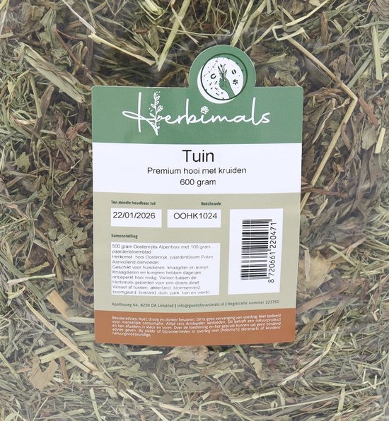 Herbimals Tuin - 600 gram - Premium hooi met kruiden | bol
