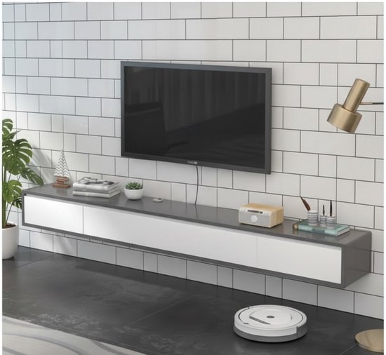 Schwebende TV-Meubel met 2 Lades en Kabelmanagement – Modern Wandmeubel ...