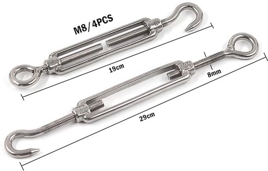 Kabelspanners RVS 304 - Verstelbare Draadspanners voor Kabelhaken - 4 ...