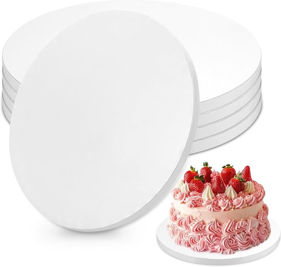 5pcs Cake Plate - 25cm Round White Cake Plate - 12mm Thick Reusable ...